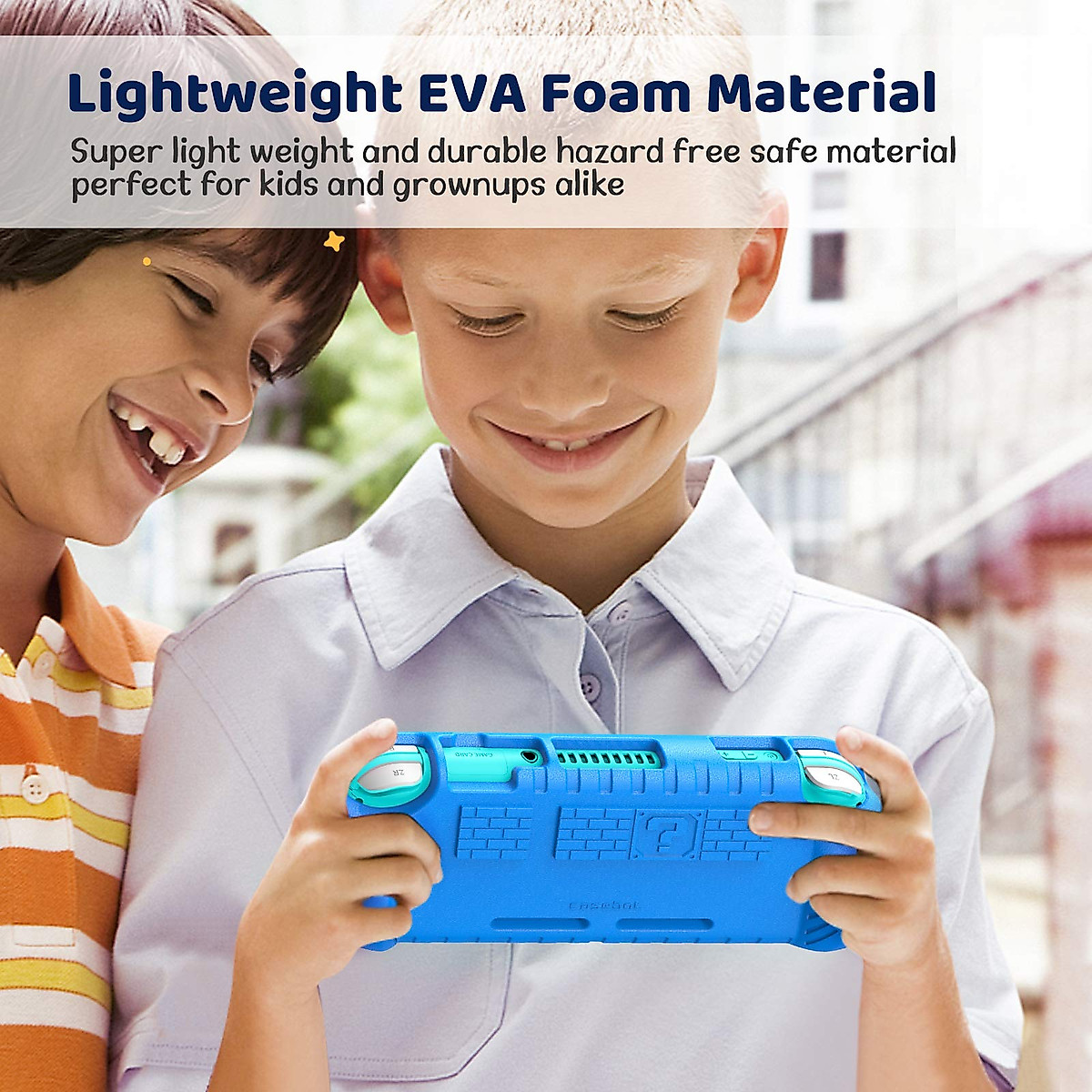 Fintie Kids Case for Nintendo Switch Lite 2019 w/2 Game Card Slots - [Ultralight] [Shockproof] Protective Cover with Ergonomic Grip, Kids Friendly Grip Case for Switch Lite Console, Blue