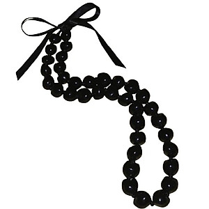 Native Treasure - 32" Mens and Womens Genuine Smooth Glossy Black Kukui Nut Necklace Lei Derived from the Lumbang Tree From the Philippines