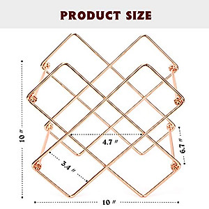 DreamiDeco Tabletop Wine Holder, Metal Countertop Wine Rack Freestanding, Hold 6 Wine Bottles,Perfect for Home Decor & Kitchen Storage, Bar, Wine Cellar, Cabinet, Pantry,Bar (Rose Gold, 2 Packs)