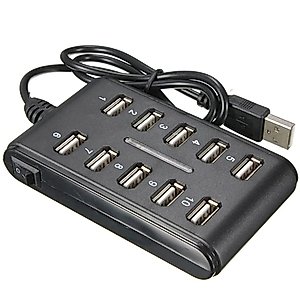 SHYPT High Speed 480 Mbps USB 2.0 Hub 10 Port Multi Personal Computer USB Hub Portable USB Splitter