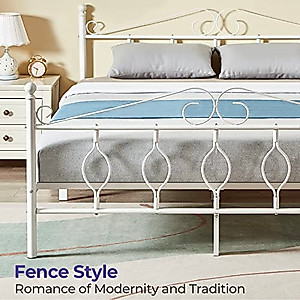 GreenForest Full Size Bed Frame with Headboard Heavy Duty Metal Platform Bed Frame with Underbed Storage No Box Spring Needed Mattress Foundation, White