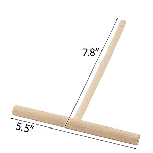 BICB Beechwood Crepe & Pancake Batter Spreader - Wooden T-Shape Scraper Stick for Griddle - Kitchen Tools & Essentials for Flat Tortilla Shells, Roti, Galettes - Round Food Pastry Tool - 5.5 Inches