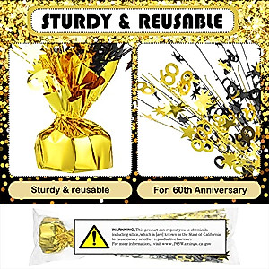 3 Pieces Happy 60th Birthday Centerpieces for Tables 60th Wedding Anniversary Party Supplies Metallic Gold Gleam for 60 Years Old Party Table Decorations, 14 Inches