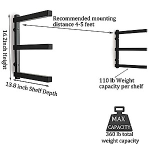 CLEAR STYLE Lumber Storage Rack and Wood Organizer Heavy Duty Metal Rack with 3-Level Wall Mount Levels up to 360LBS Perfect for Garage Storage 1 Pack
