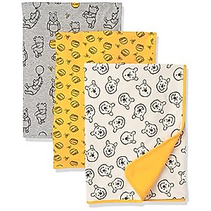 Amazon Essentials Disney | Marvel | Star Wars Unisex Kids' Swaddle Blankets, Pack of 3, 3-pack Winnie the Pooh Oh Bother, One Size