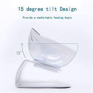 Luck Dawn Double Elevated Cat Bowls with Raised Stand, 15 Tilted cat Bowl Design Neck Guard Stand Raised Pet Food Water Feeder Bowl for Cats or Small Dogs