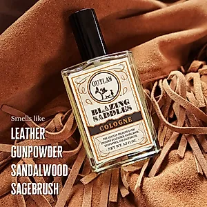 Outlaw Soaps Blazing Saddles Western Cologne | Bold Scent: Warm Leather, Gunpowder, Sagebrush, & Sandalwood | Mens & Womens Cologne