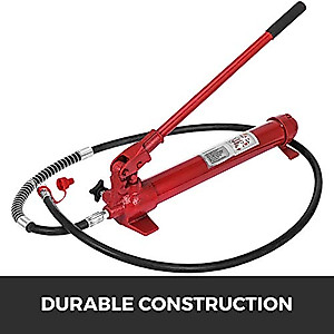 Vevor 10 Ton Porta Power Kit 1.4M (55.1 inch) Oil Hose Hydraulic Car Jack Ram Autobody Frame Repair Power Tools for Loadhandler Truck Bed Unloader Farm and Hydraulic Equipment Construction, Red