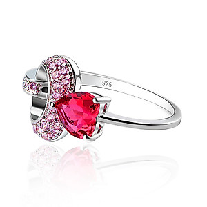 Psiroy 925 Sterling Silver Plated Simulated Ruby Spinel Heart to Heart Ring Size 8