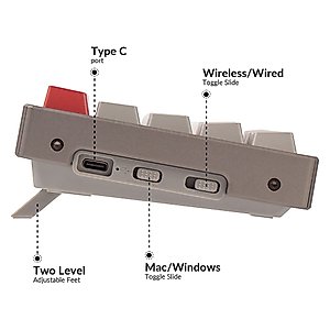 Keychron K6 65% Compact 68-Keys Aluminum Frame Wireless Mechanical Keyboard for Mac, Bluetooth, Multitasking, Wired Gaming Keyboard for Windows Non-Backlit with Keychron Brown Switch