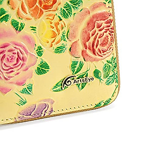 ArtsEye Women's Short Zip Around Wallet (yellow rose)