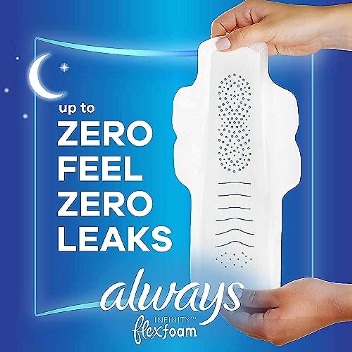 Always Infinity Feminine Pads for Women, Size 4 Overnight Absorbency, with Flexfoam, with Wings, Unscented, 13 Count x 12 Packs (156 Count Total)