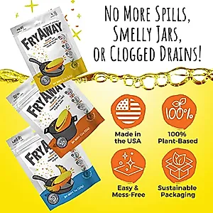 FryAway Super Fry Cooking Oil Solidifier, Solidifies up to 20 Cups - Plant-Based Cooking Oil SolidifierPowder that Turns Used Oil to Hard Oil and Organic Waste - Easy to Use, Made in the USA