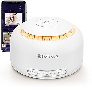 White Noise Sound Machines for Adults Sleeping, 300+ Soothing Smart Sounds Machines with Adjustable Night Lights for Baby, Hotmoon Mona Sound Machine Memory Function 3.5mm Headphone Jack Plug-in.