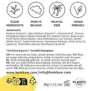 Bambaw | Shaving Soap Bar | 2.8 oz | Organic White Clay & Aloe Vera Shaving Bar | Shaving Soap Puck Sensitive Skin | Natural Shaving Soap | Vegan Shave Bar | Shaving Soap Unscented