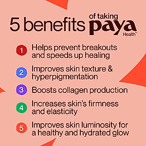 Paya Health Skin Retinol and Biotin Gummies for Clear, Smooth Skin, Healthy Hair & Nails | Supplement with Zinc, Vitamins A, E and C | Non-GMO, Gluten-Free, Cherry Flavor, 60 Count