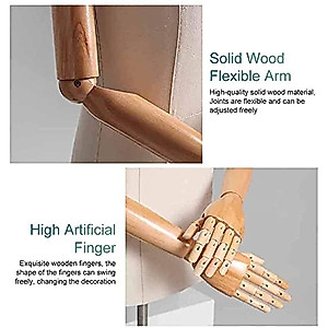 Tailors Dummy Mannequins Beige Male Linen Mannequin Torso, Dress Form Clothing Display Stand with Metal Base - Easy Assemble and Clean Dressform Mannequin