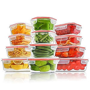 HOMBERKING 8 Pack Glass Meal Prep Containers 3 Compartment, 36oz Glass Food Storage Containers with Lids - Red