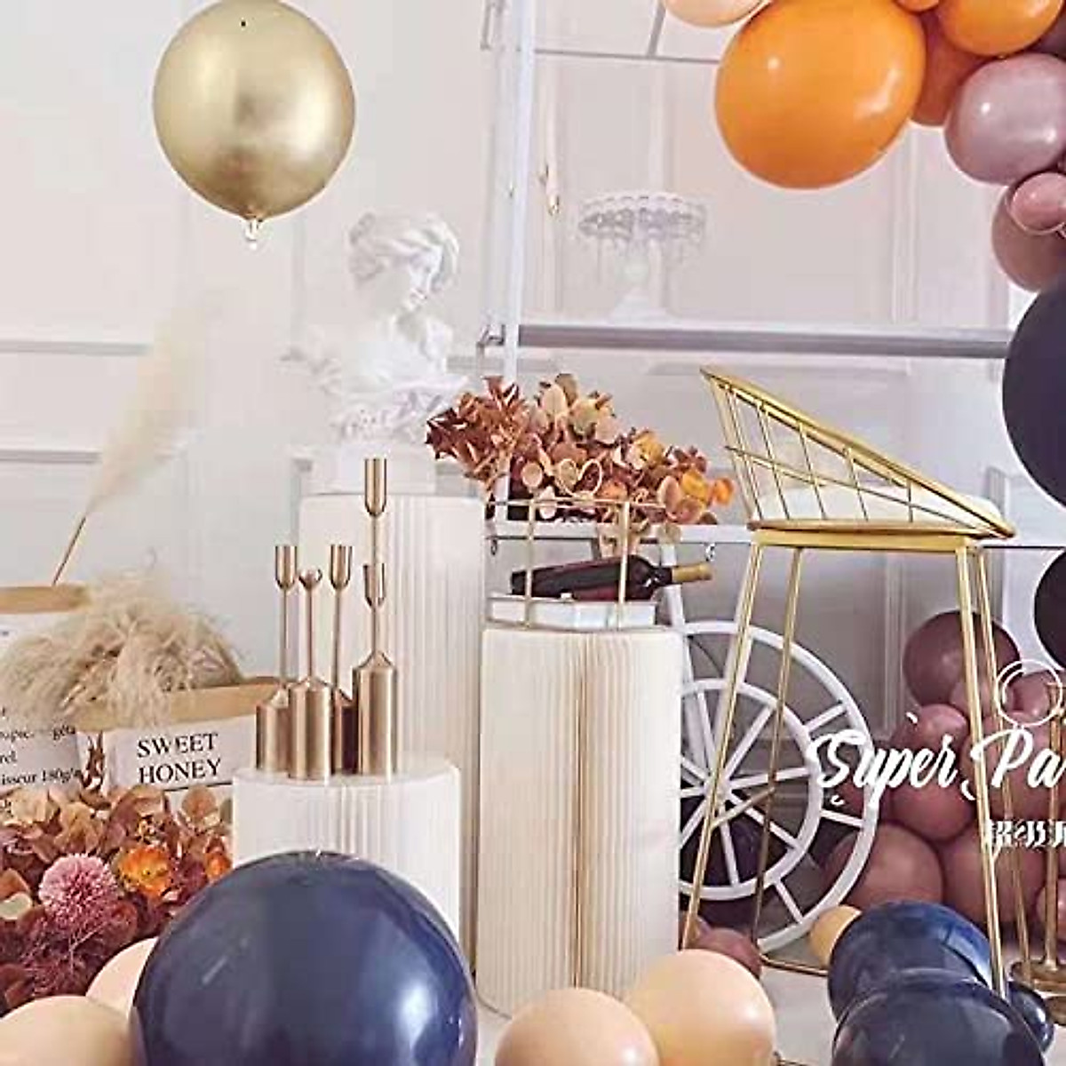 Foldable Paper Columns Display Pedestals Stands for Wedding Engagement Birthday Party Decoration (Cream White, L+XL+XXL (D12"))