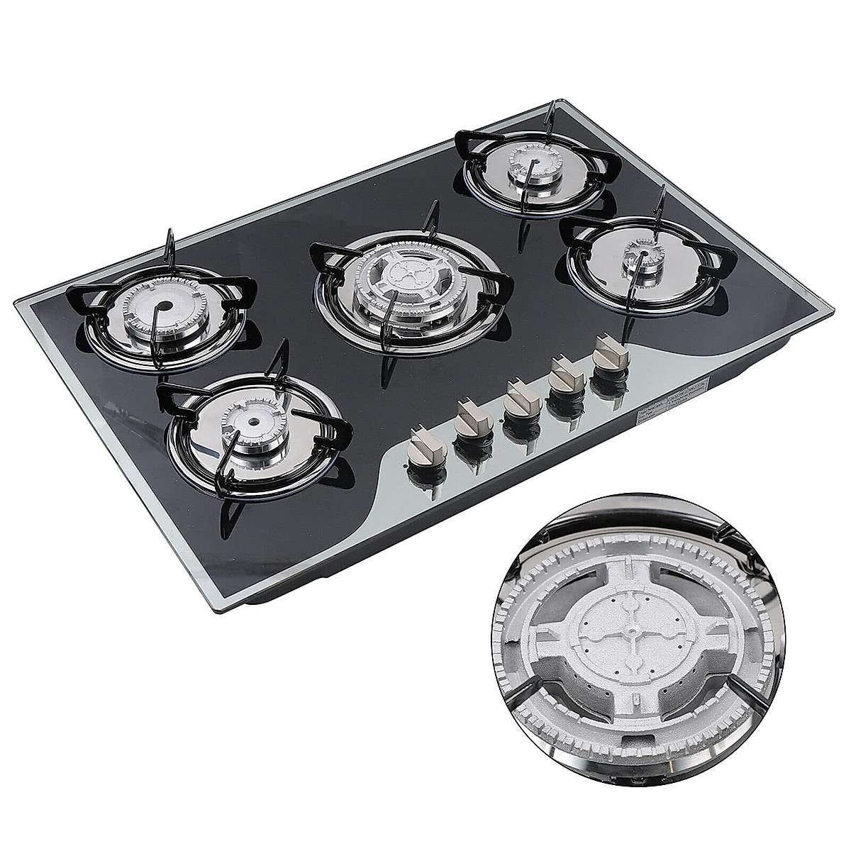 30-Inch 5-Burner Gas Stove Built-In Stove Stove Kitchen LPG/Natural Gas Is Easy To Clean Used To Meet Various Cooking Needs