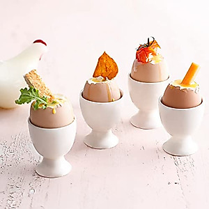 Cinf Ceramic Egg Cup Christmas Gift Set of 4 Porcelain Holder Breakfast Boiled Cooking Easy to Clean Childhood Memories Kitchen