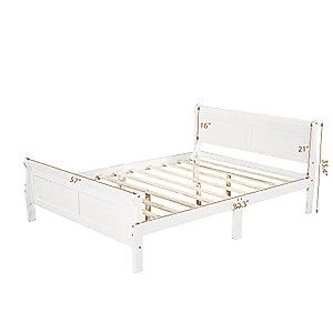 Harper & Bright Designs Full Bed Frame with Headboard and Footboard, Full Size Platform Bed, Wood Kids Full Size Bed Frame for Boys, Girls,No Box Spring Needed,White