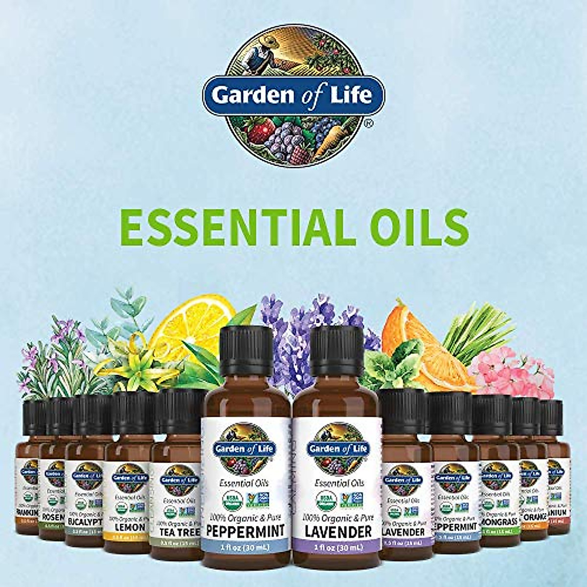 Garden of Life Essential Oil, USDA Organic & Pure, Clean, Undiluted & Non-GMO, for Diffuser, Aromatherapy, Meditation, Cleansing, Relaxing, Calming, Lemongrass, 0.5 Fl Oz