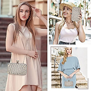 Tanpell Diamond Evening Bag Clutch Purses for Women Sequin Glitter Clutch Bag Evening Handbag Shoulder Bags Purse for Wedding Party Prom (Silver)