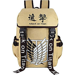 Roffatide Anime Attack On Titan Backpack Wings of Freedom Knapsack Canvas Backpack Printed Flap Bookbag