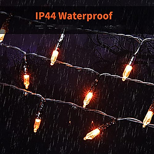 Orange Outdoor Lights, 33Feet 100 Led Christmas Lights with 8 Lighting Modes, Waterproof Mini String Lights Plug in for Garden Patio Party Wedding Christmas Xmas Tree Lighting Decoration