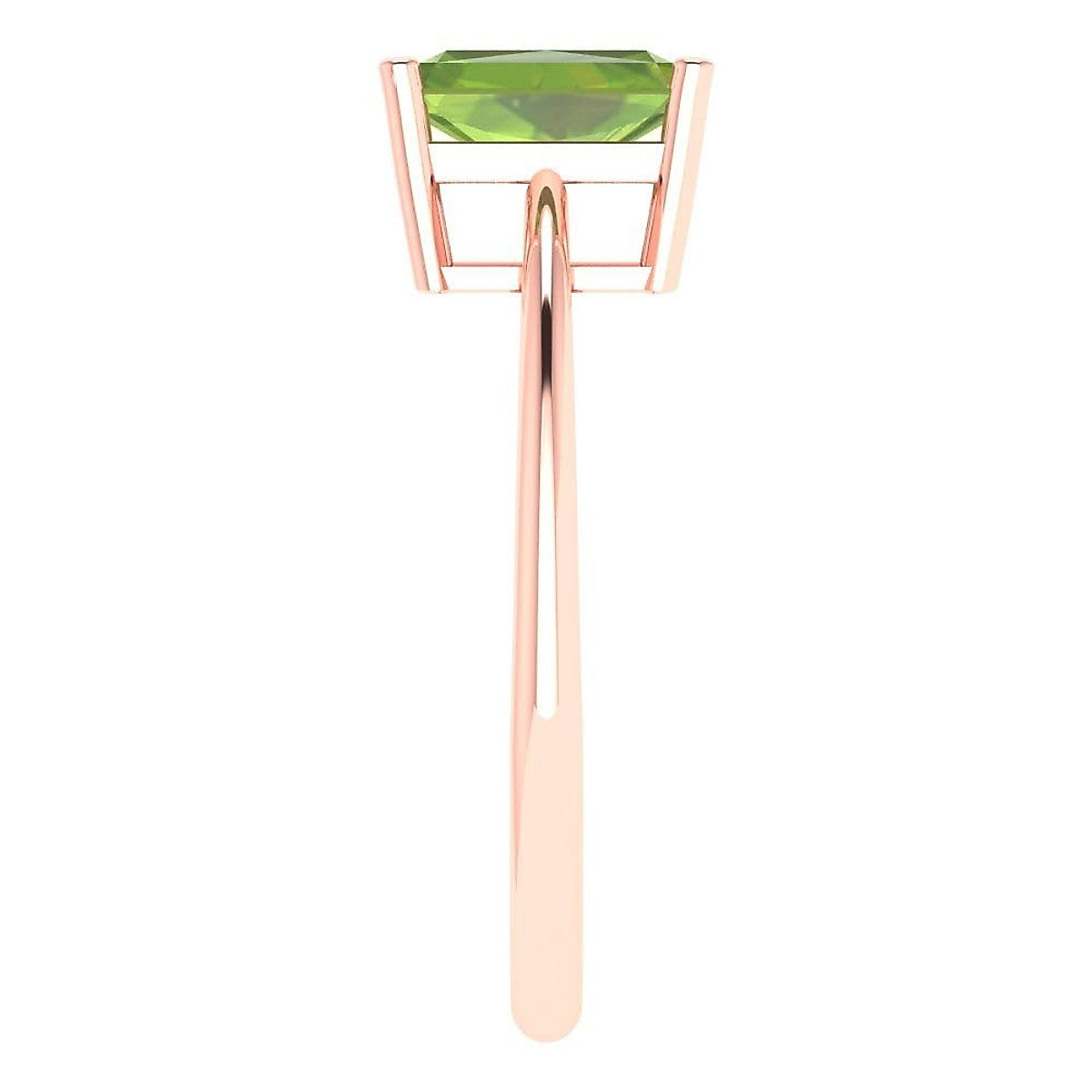 Clara Pucci 1.0 ct Radiant Cut Solitaire Genuine Natural Green Peridot Gem Engagement Bridal Promise Anniversary Ring 14k Rose Gold