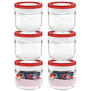 Tribello 10oz Mason Jars Overnight Oats Container With Lid, 6 Pack Glass Canning Jars, Wide Mouth Mason Jars With Lids Plastic Airtight Rubber - Clear Jars for Food - Freezer/Dishwasher Safe