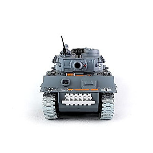 HENAA RC Tank Model, 1/18 2.4Ghz RC German Tiger Infrared Remote Control Main Battle Tank, Military Vehicle Model Alloy Crawler