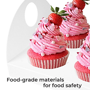 UnicoPak 20 Pack 10 x 6.8 x 4 Inch Tall White Cupcake Boxes with Handle Tray, Cupcake Boxes 6 Count, Extra Large Cupcake Boxes Bakery Boxes Muffin Boxes for Standard and High Creams Decorated Cupcakes Muffins Jumbo Cupcakes