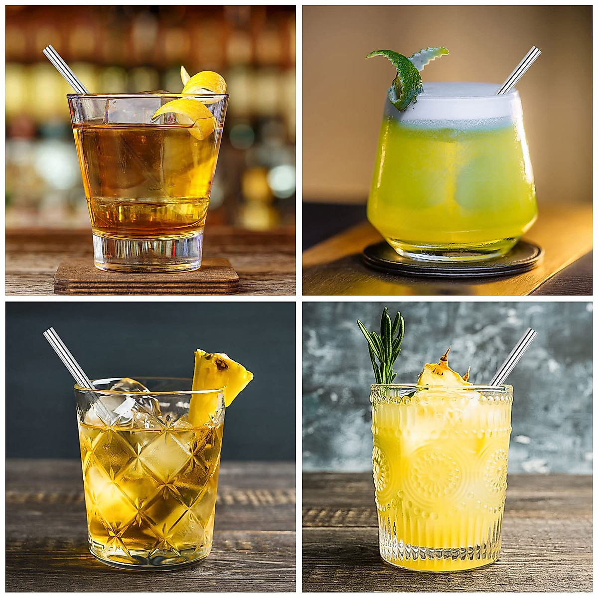 Kiemeu Short Metal Straws For Kids, Small Straws For Cocktails, Reusable Cocktail Straws For Drinks 5.5 Inch