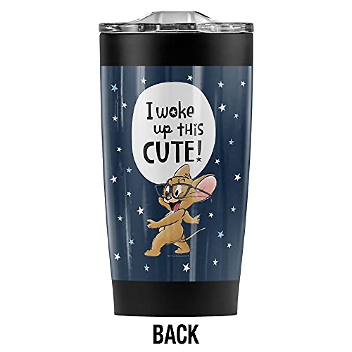 Logovision Tom and Jerry I Woke Up This Cute! Stainless Steel Tumbler 20 oz Coffee Travel Mug/Cup, Vacuum Insulated & Double Wall with Leakproof Sliding Lid | Great for Hot Drinks and Cold Beverages