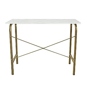 Teamson Home Margo Desk Table, Brass/White