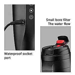 SEADEAR Car Heated Mug, Stainless Steel Insulated Mug Electric Smart Coffee Mug Electric Mug Car LCD Electric Display Water Mug 12V/24V Travel Thermos Water Heater Thermos for Coffee Tea Milk Black