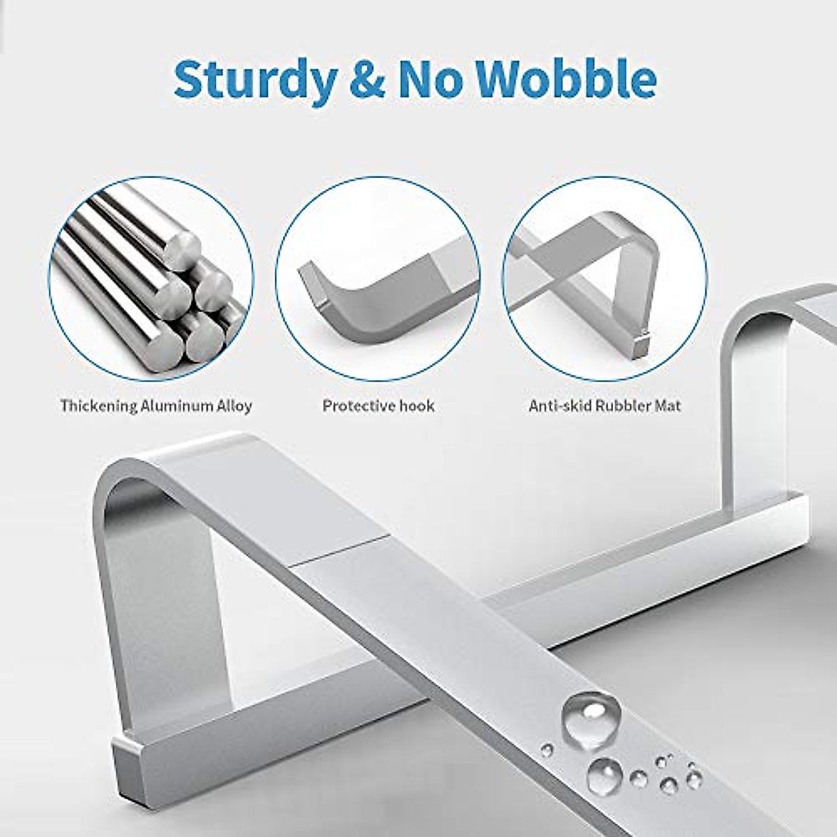 Laptop Stand for Desk，Stable MacBook Pro Stand，Ergonomic Aluminum Computer Riser for 12 13 15 16.2 inch ，Computer Cooling Stand for Mac MacBook Pro Air,HP, Dell, More PC Notebook (Silver)