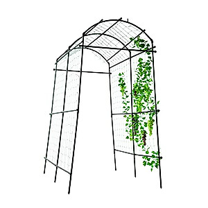 Lalahoni Garden Arch Trellis for Climbing Plants Outdoor - 7 ft Tall Arbor Large Tunnel Trellis, Metal Plant Support Archway for Climbing Vine Vegetables/Fruits/Flowers Yard Lawn - Lightweight, Black