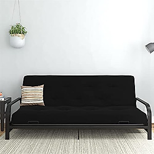REALROOMS Cozey 8-Inch Spring Coil Futon Mattress, Microfiber, Full, True Black