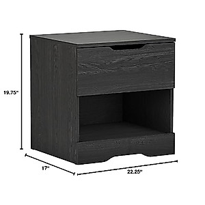 South Shore Trinity 1-Drawer Nightstand, Gray Oak with Cut-Out Handles