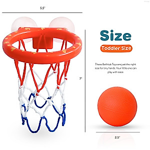 MARPPY Bath Toys, Bathtub Basketball Hoop for Toddlers Kids, Boys and Girls with 4 Soft Balls Set & Strong Suction Cup, Bathtub Shooting Game & Fun Toddlers Bath Toys for Boys or Girls