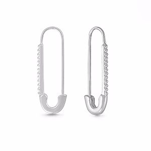 Boma Jewelry Sterling Silver Safety Pin Hoop Earrings (Silver)