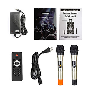 Starqueen Karaoke Machine Portable Karaoke Speaker for Adults and Kids 12” Woofer Rechargeable PA System with 2 Wireless Micorphone/Remote/Wheels/DJ Lights, Karaoke Party Amplifier Sound System