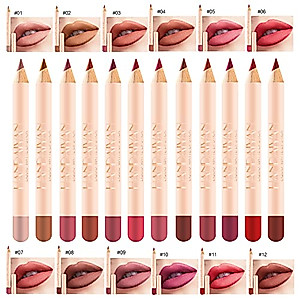 Mrettick 12 Colors Matte Lip Liner Pens Set Long-Lasting Creamy Lip Liner Natural Lip Makeup Soft Pencils Lipstick Set (#1)