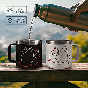 Giveena Fiance Gift For Women - Stainless Steel 14oz Mug Set of 2- Anniversary Wedding Engagement Gifts for Couple Bride and Groom - Bridal Shower Gift For Bride To Be Christmas Gift For Couple Wife