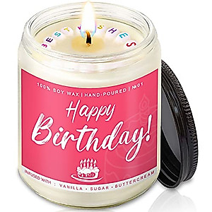 Happy Birthday Gifts for Women | Unique Gift for Best Friend | Soy Vanilla Sugar and Buttercream Candles Gift idea for Her Sister Mom Coworker Classmate Bestie Present 7 oz