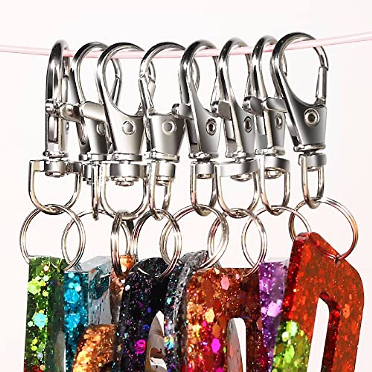 60PCS Metal Swivel Snap Hooks with Key Rings, LEOBRO 30PCS Small Lobster Claw Keychains Clasps and 30PCS Key Chain Ring for Keychain Clip, Lanyard, Key, Jewelry Making, Art Crafts, Silver