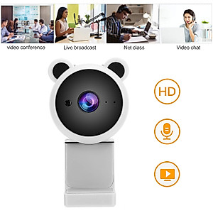 Jopwkuin Digital Computer Webcam, Living Colors Webcam with Microphone 30FPS with Microphone for Online Teaching for Internet Broadcasts(White)